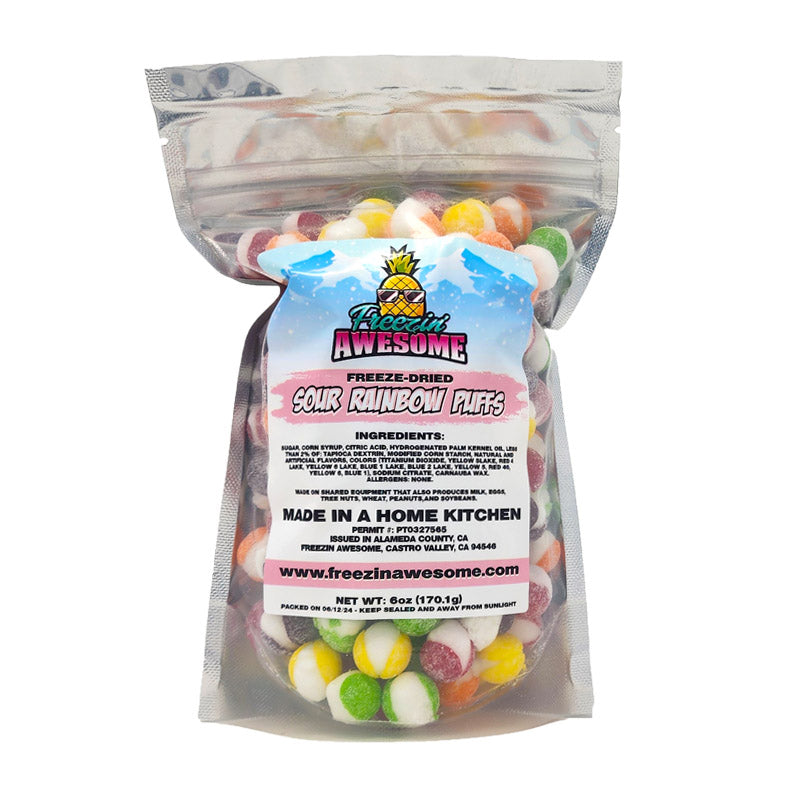 Freeze Dried Sour Rainbow Puffs - 5.5oz Bag – Freezin Awesome