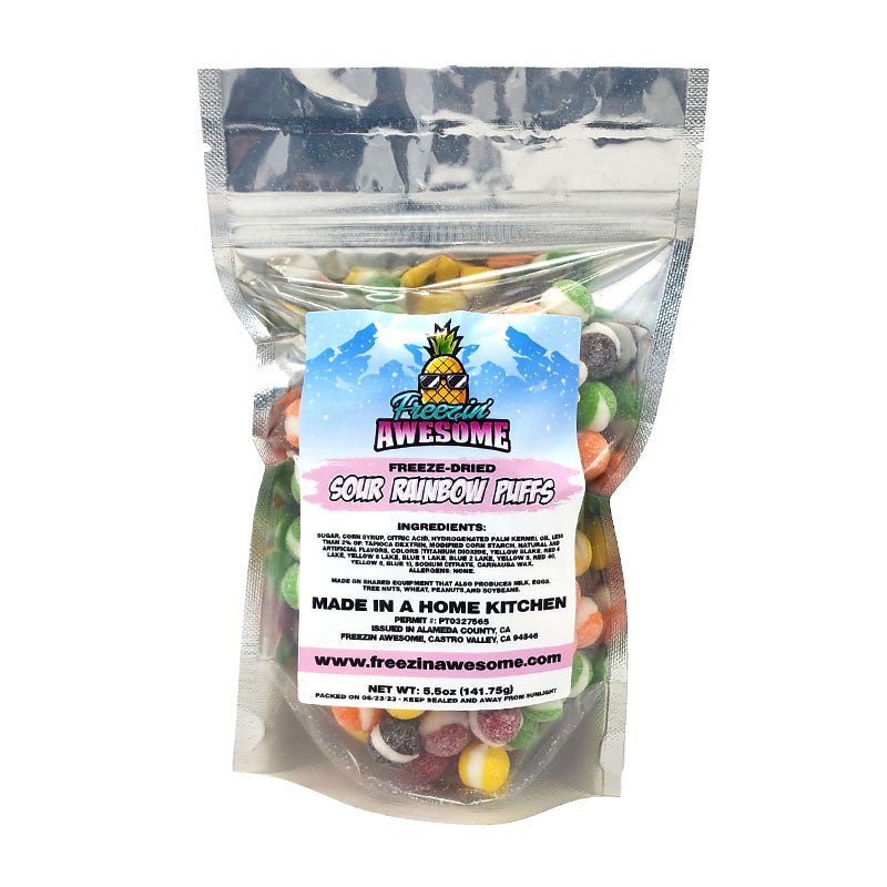 Freeze Dried Sour Rainbow Puffs - 6oz Bag – Freezin Awesome